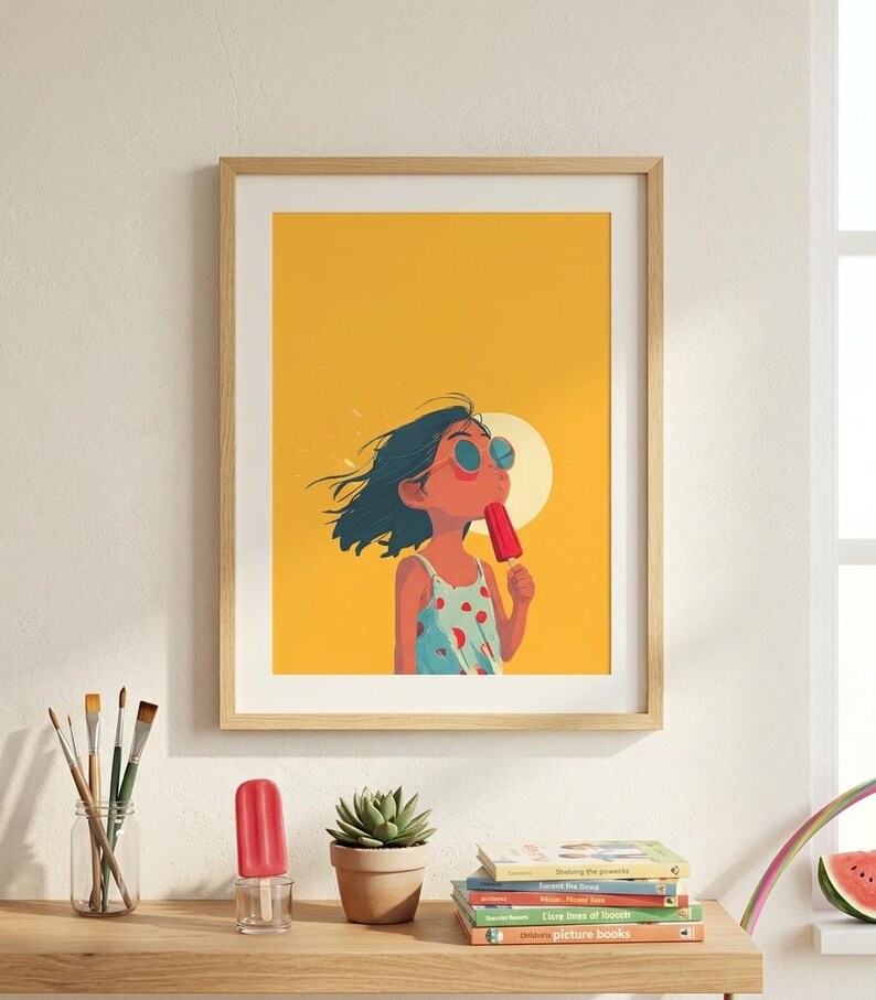 Summer Pop Art Prints, Girls With Popsicles and Suns (digital Download ...