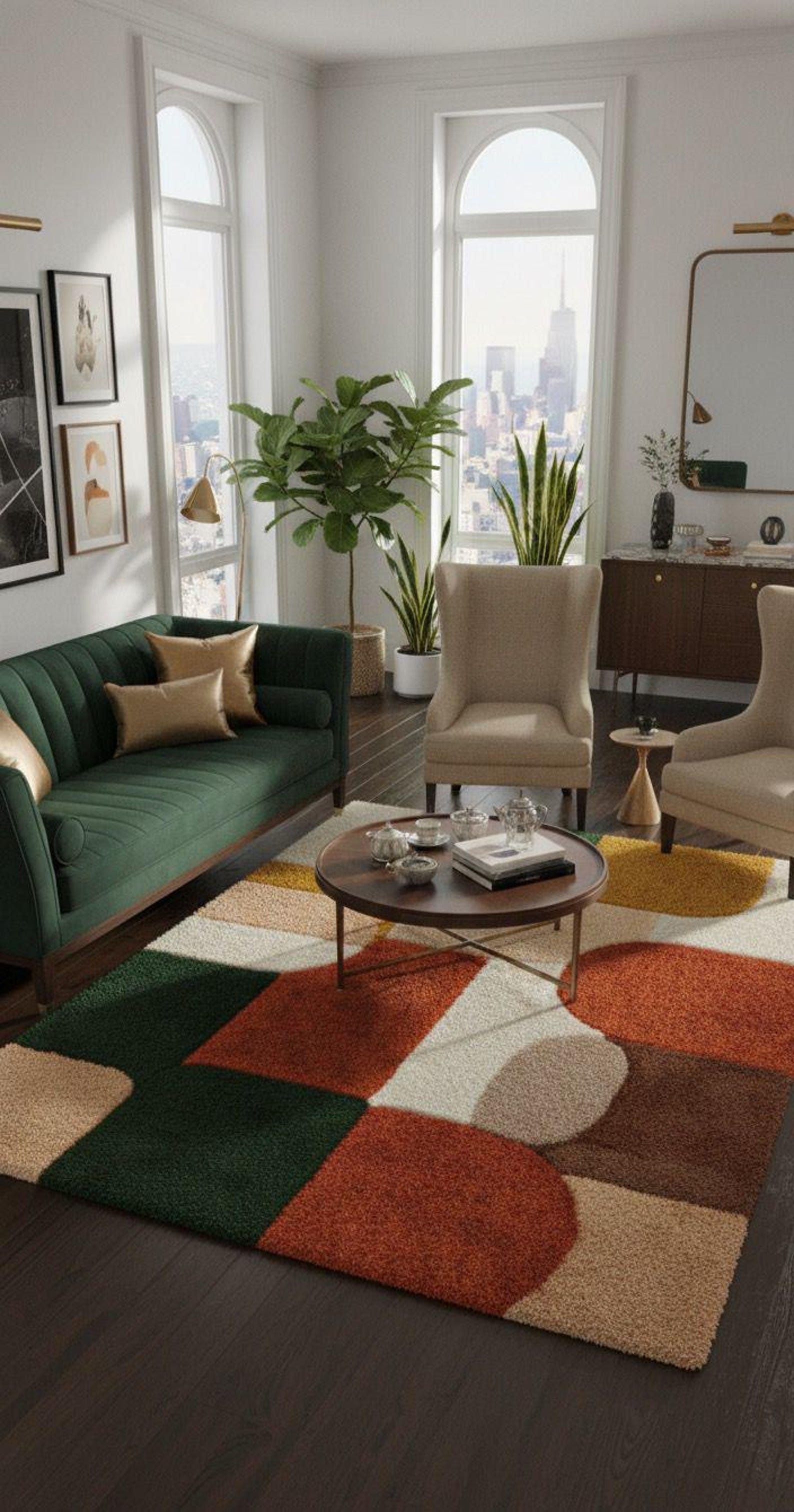 Handmade Tufted Wool Rug – Modern Geometric Earth Tones - Etsy