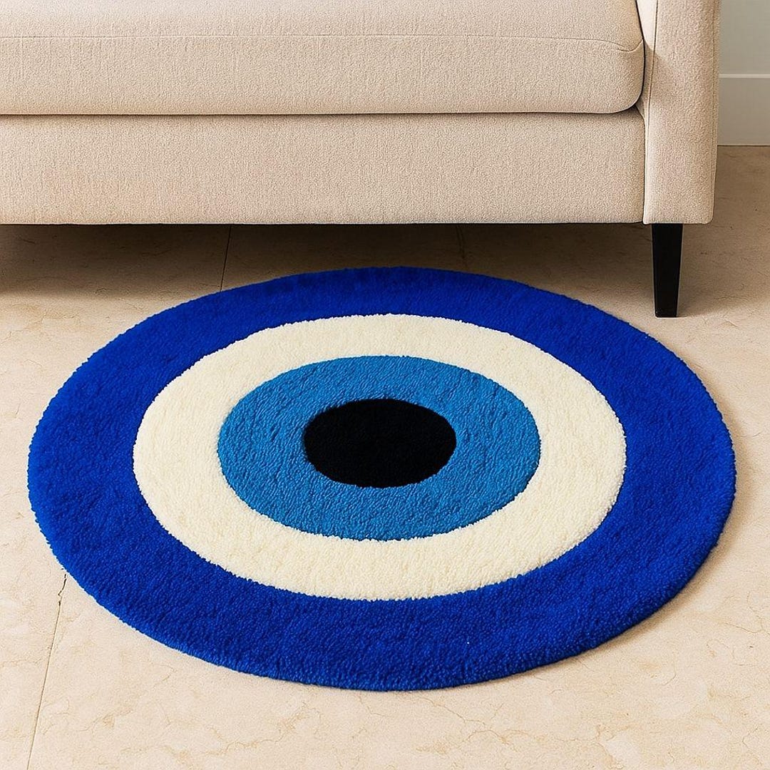 Hand Tufted Wool Evil Eye Rug: Boho Home Decor - Etsy