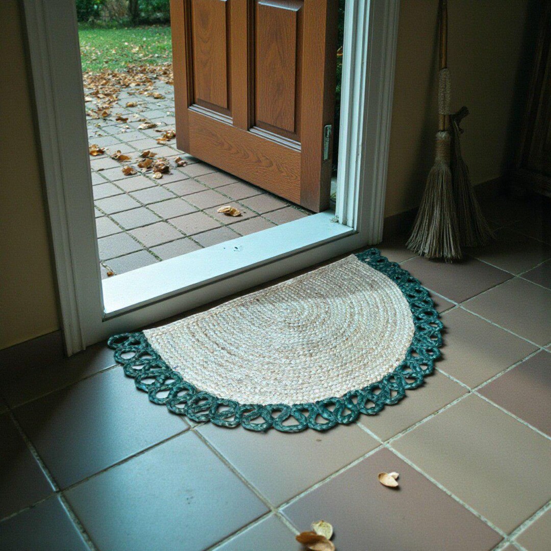 Handmade Braided Jute Half-moon Doormat: Boho Eco-friendly Rug ...