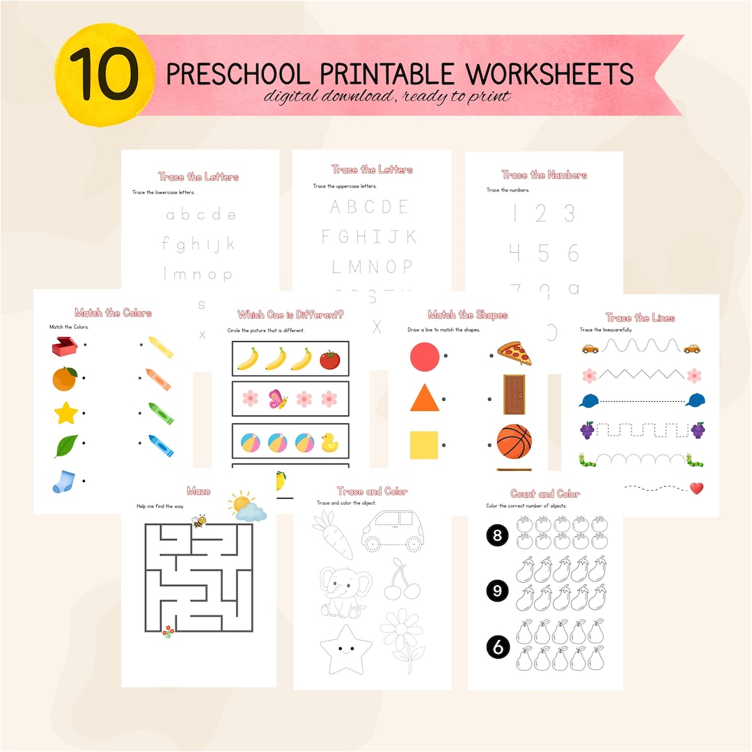 Toddler & Preschool Activity Worksheets | A4 Printable PDF | Digital ...