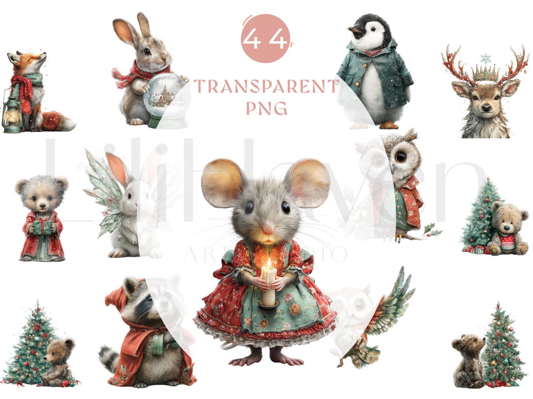Magical Holiday Animals Clipart Set • Christmas Woodland Creatures ...