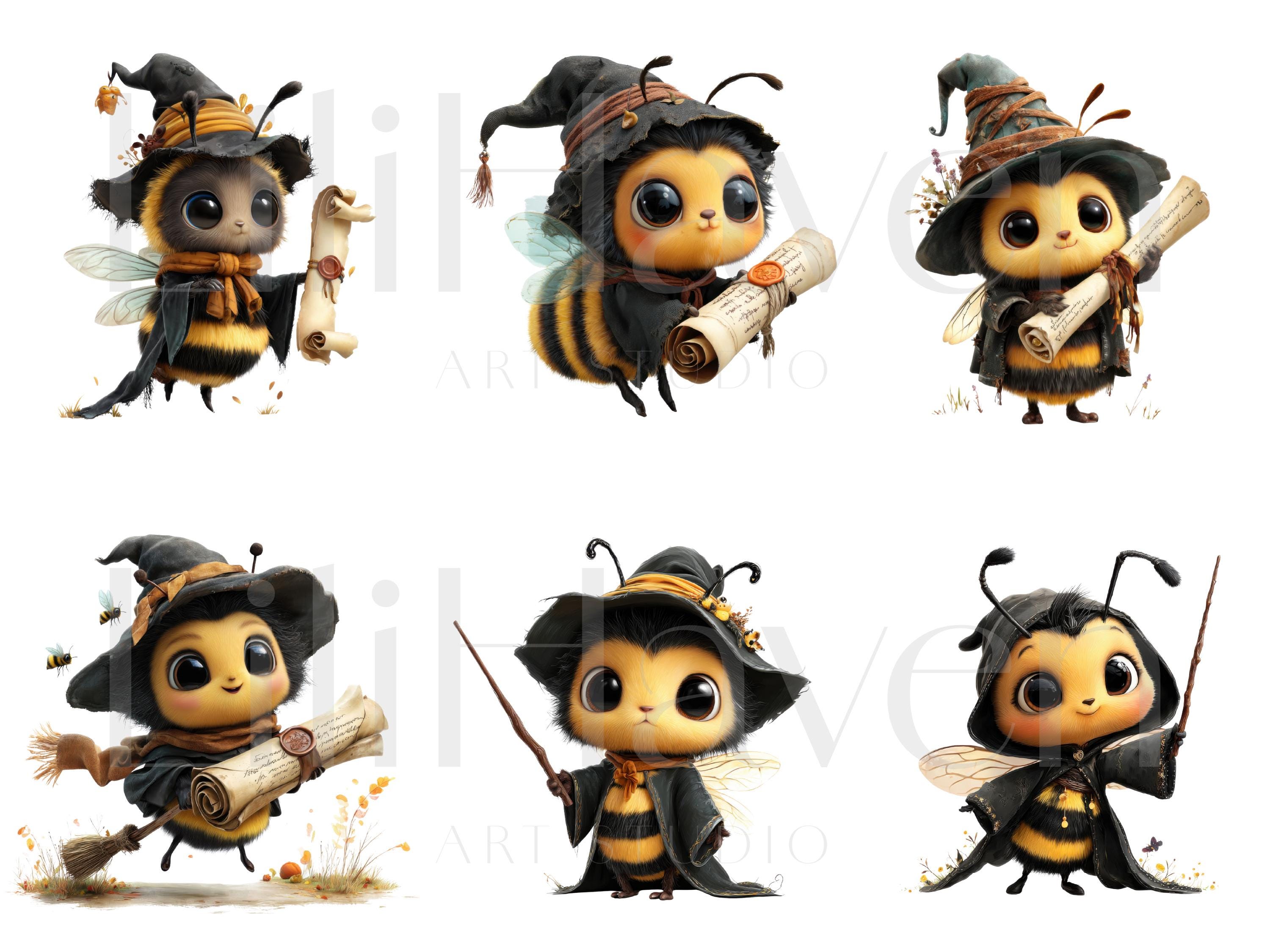Witch Bee Watercolor Clipart | 76 PNG Bundle | Magical Cute Bee Art ...
