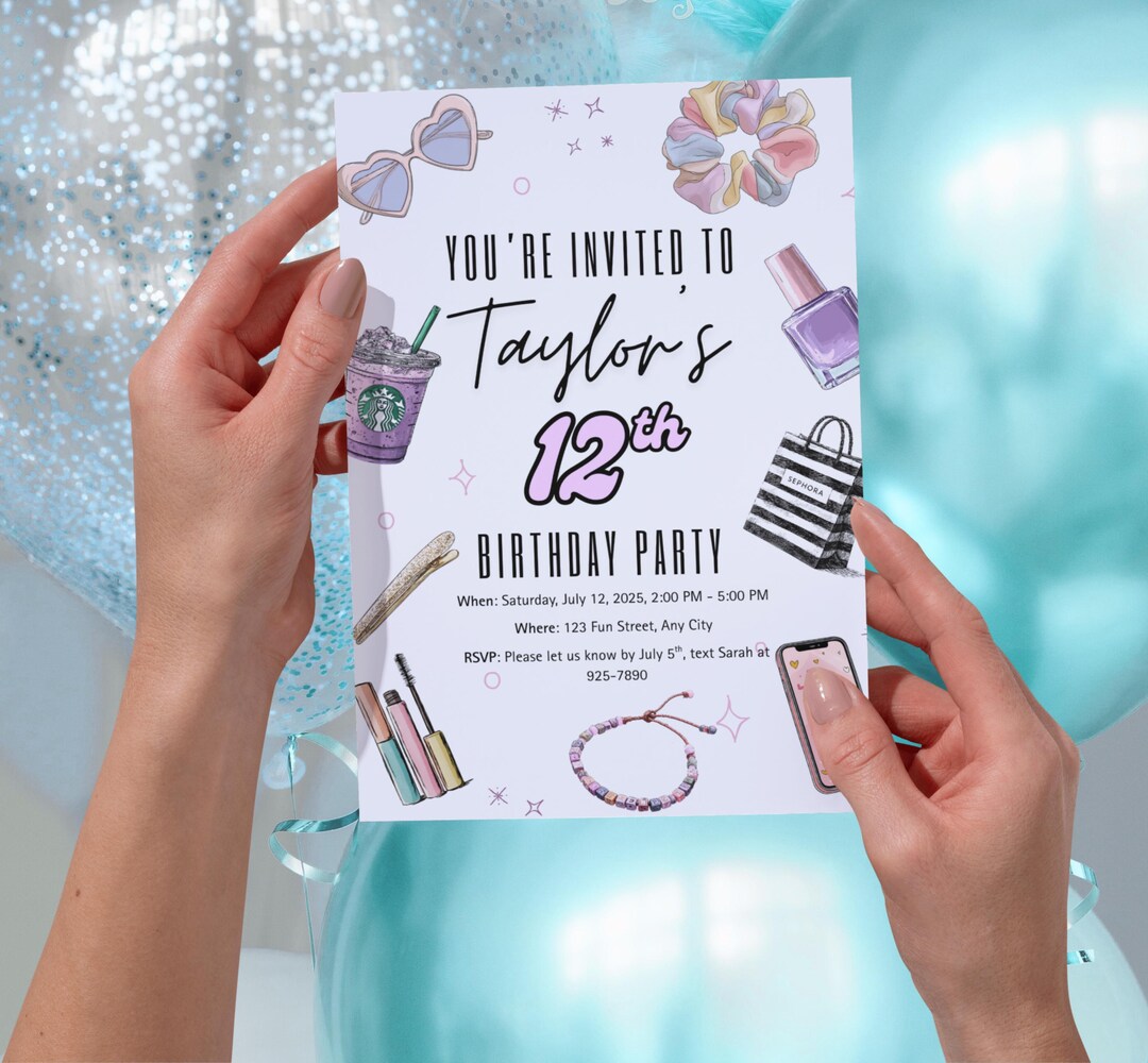 Sleepover Invitation Tween Girl Birthday Spa Party 10th 11th 12th 13th ...