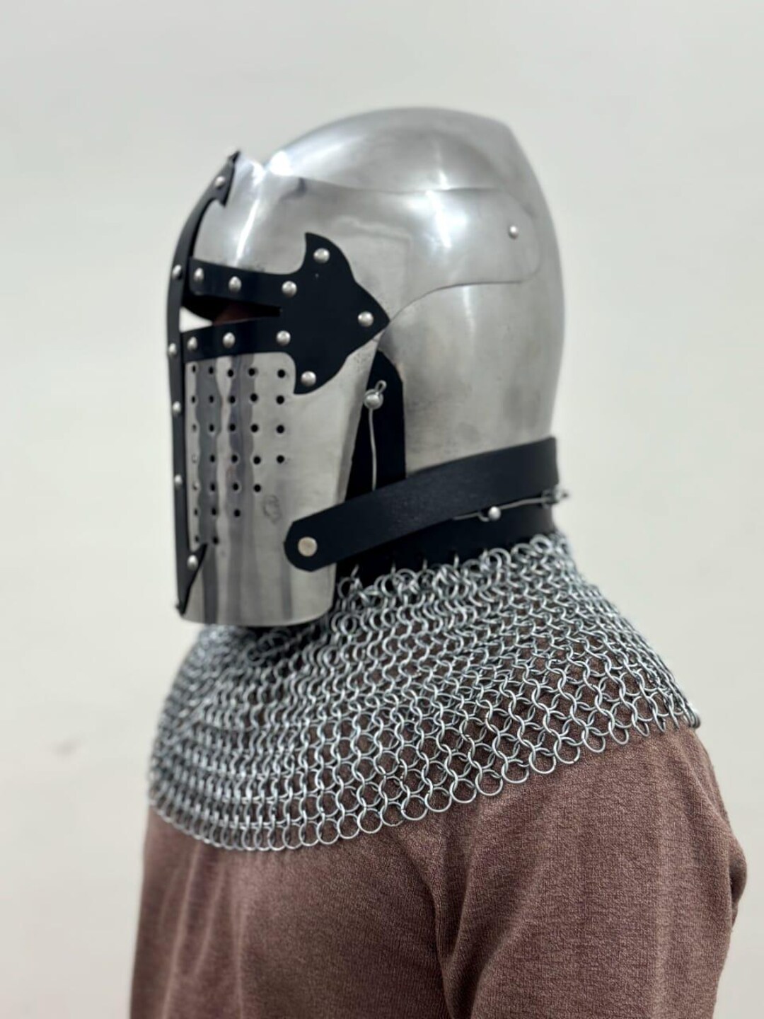 Medieval Kinght Helmet With Chainmail Basicnet Sallet Hounskull ...