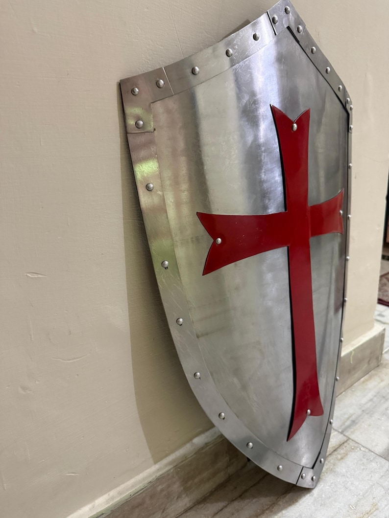 Medieval Crusader Shield: Red Cross Knight Templar - 28" Steel Cosplay ...