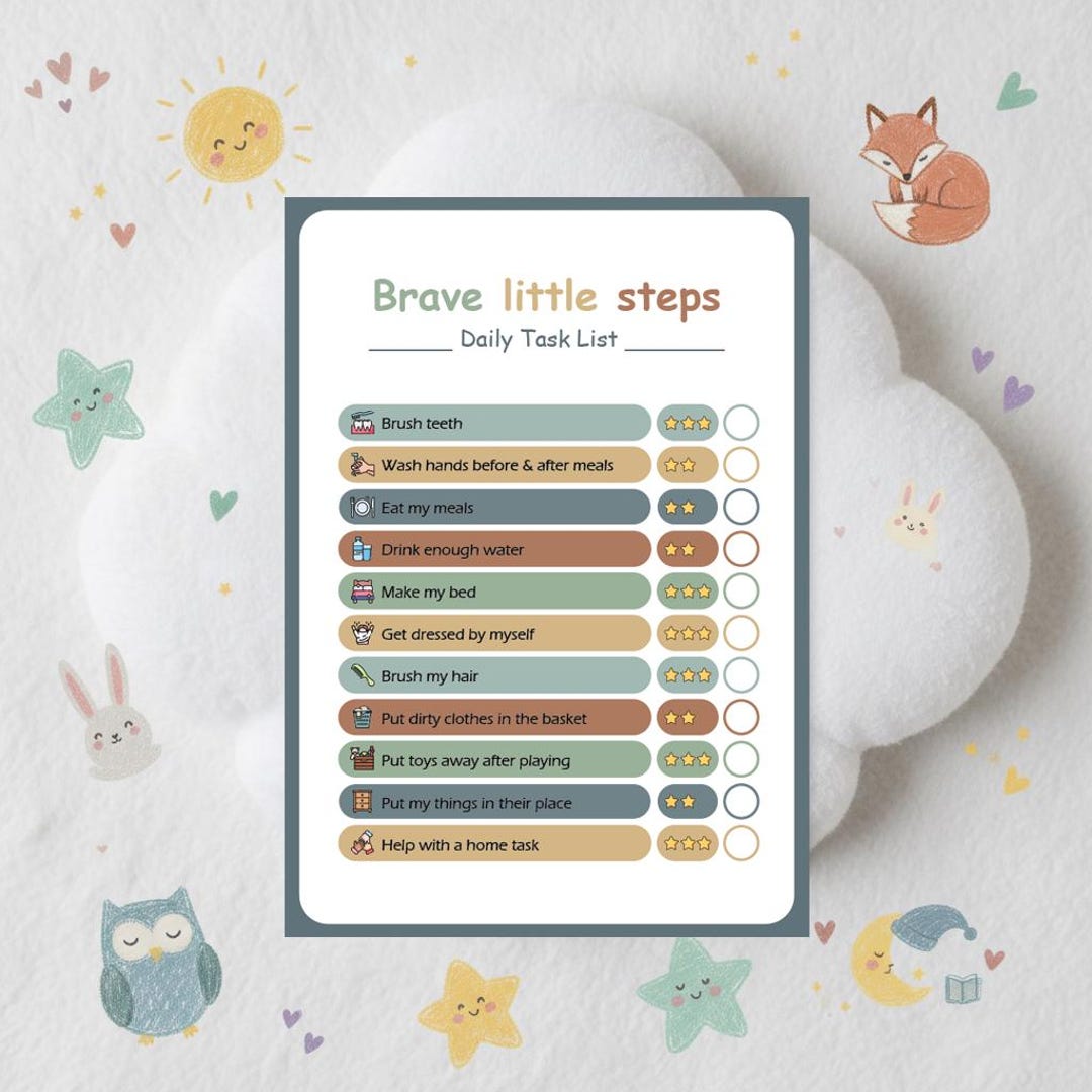 Kids Daily Task Chart – Printable Responsibility Checklist (PDF) - Etsy ...