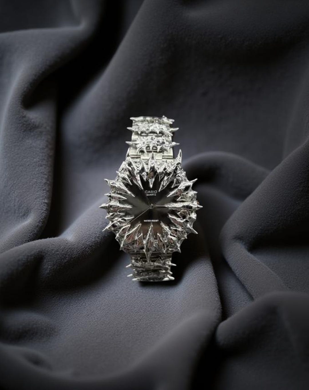 Silver Spike Casio — Custom Spiked Wristwatch, Brutalist Goth Punk ...
