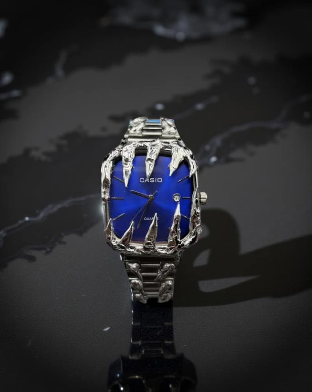 Blue Claw Casio — Custom Clawed Watch With Blue Dial, Gothic Brutalist ...