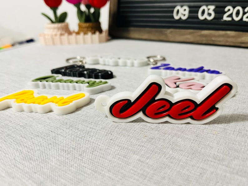 Personalized 3D Printed Name Keychain: Custom PLA Plastic Keyring ...