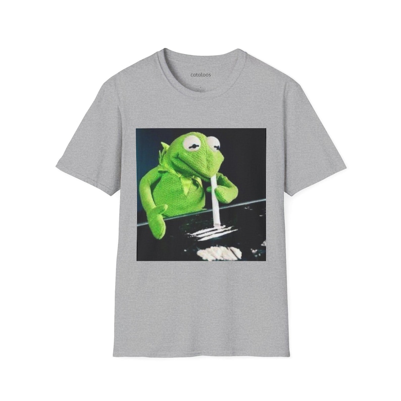 Funny Kermit the Frog Sniffing White Powder Unisex Softstyle T-shirt ...