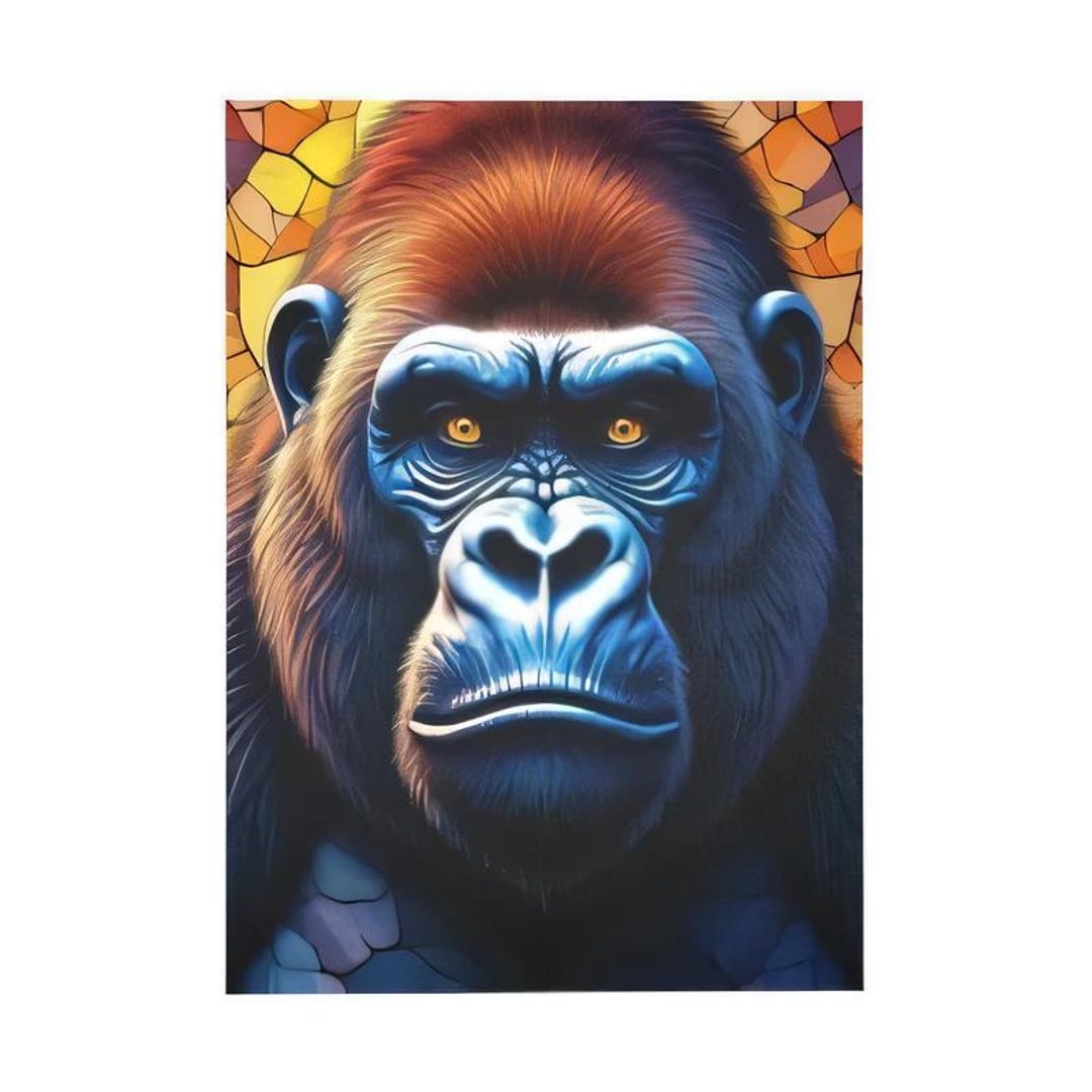 Stained Glass Gorilla Puzzle – Bold Animal Art Jigsaw (1000 Pieces) - Etsy