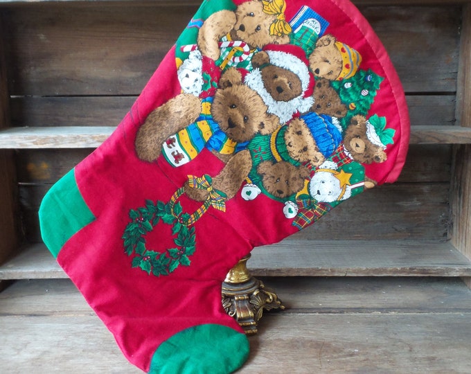 Vintage TEDDY Bear Stocking Large Oversized CHRISTMAS - Etsy