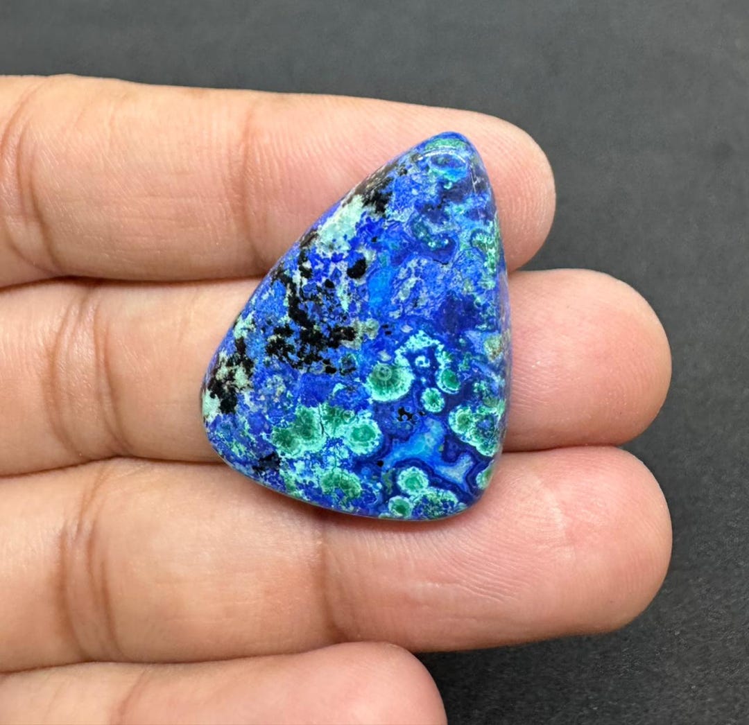 Natural Azurite Malachite Cabochon: 30ct Blue Green Designer Gemstone ...