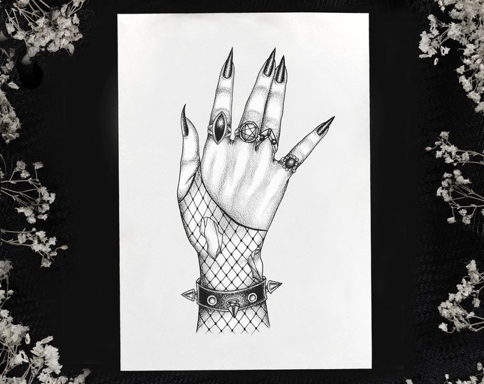 Goth Hand 5x7 Cardstock Print - Etsy