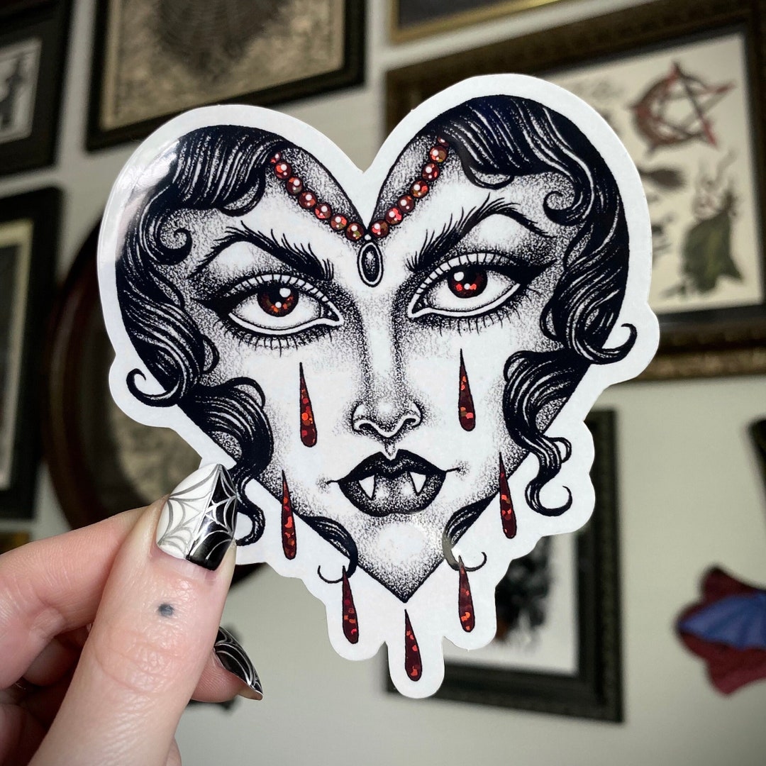 Vampire Crybaby Heart Glossy Glitter Vinyl Sticker - Etsy