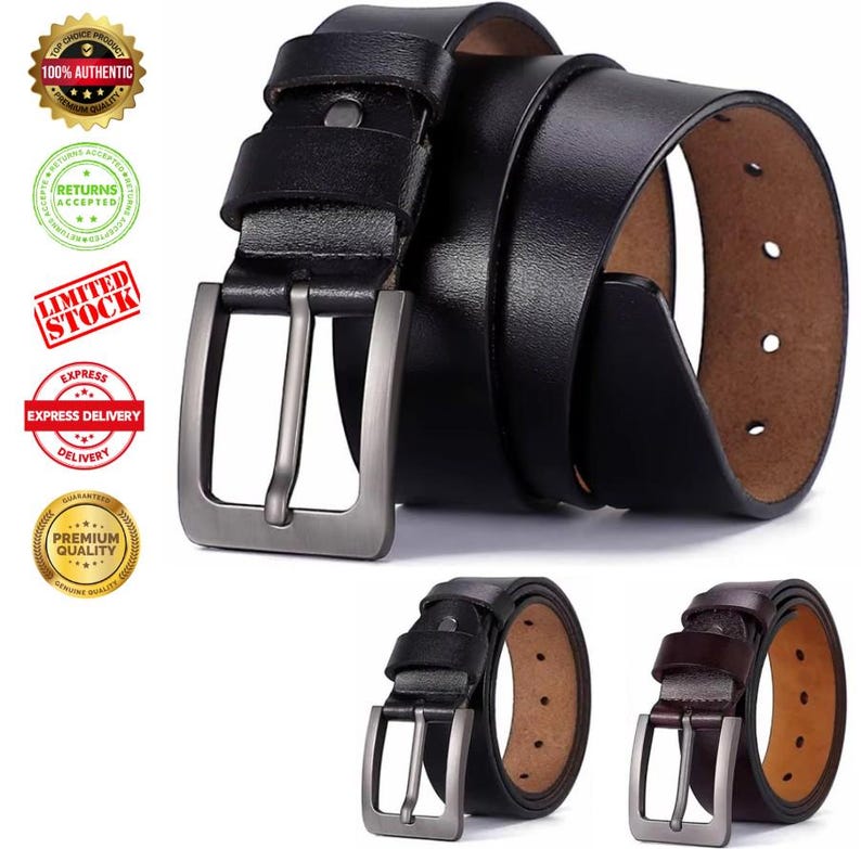 Men’s Genuine Leather Work Dress Buckle Belt Size Size 28~60, Casual ...