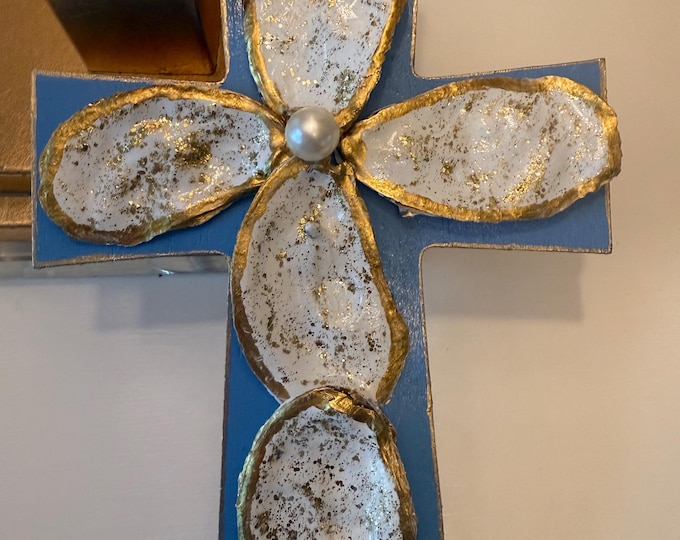 Oyster Shell Cross With Gold Gilding - Wall Decor - Gift - Etsy