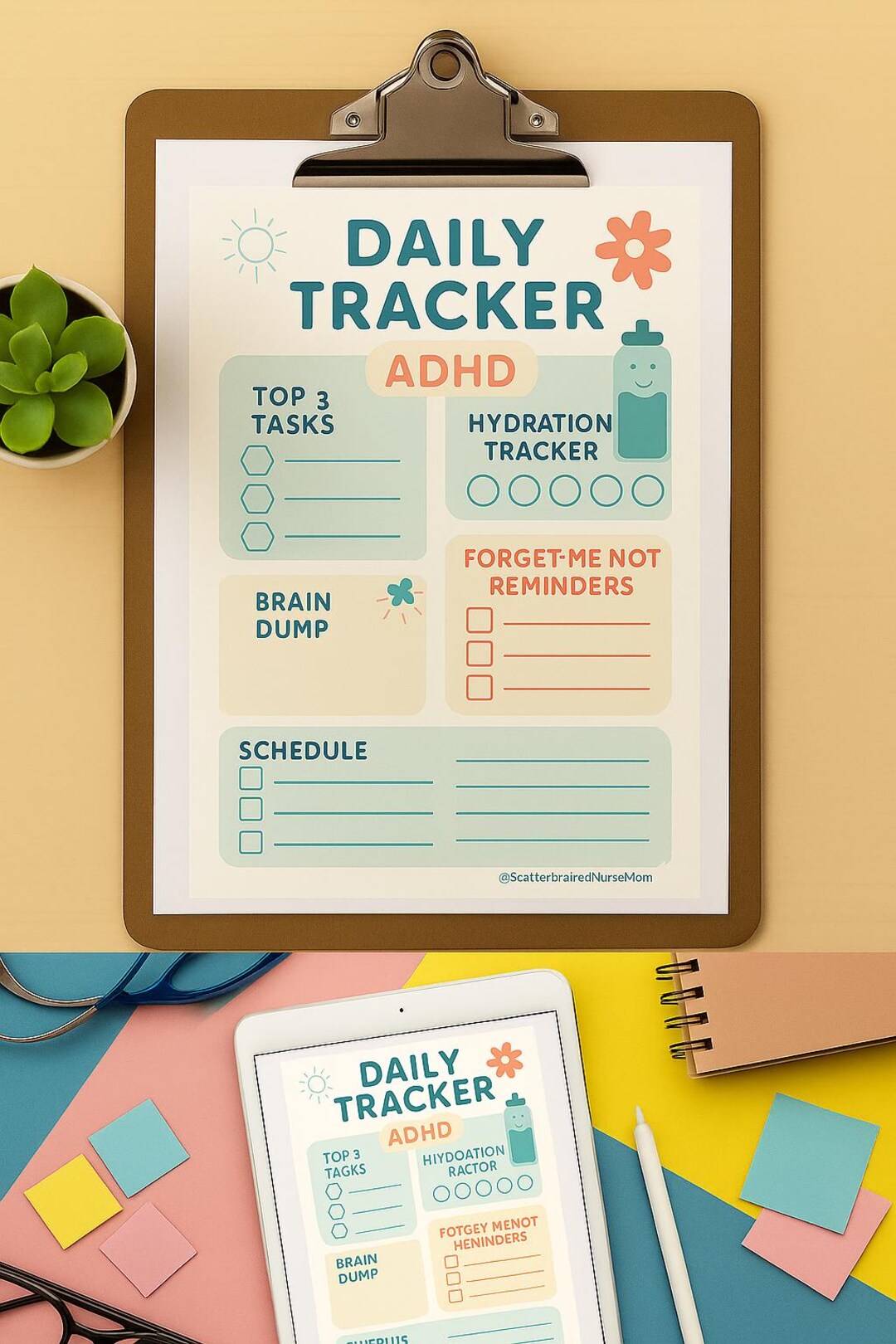 ADHD Daily Tracker Printable | Undated Planner Page | Focus Organizer ...