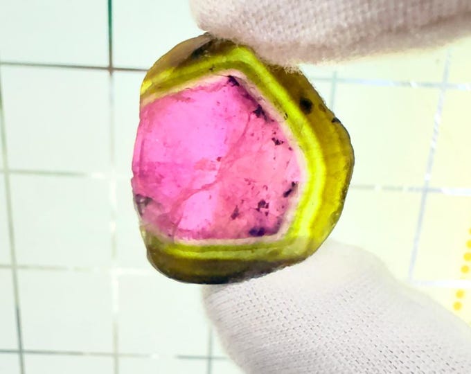 24.90ct Watermelon Tourmaline Slice: Pink & Green Gemstone for Jewelry ...