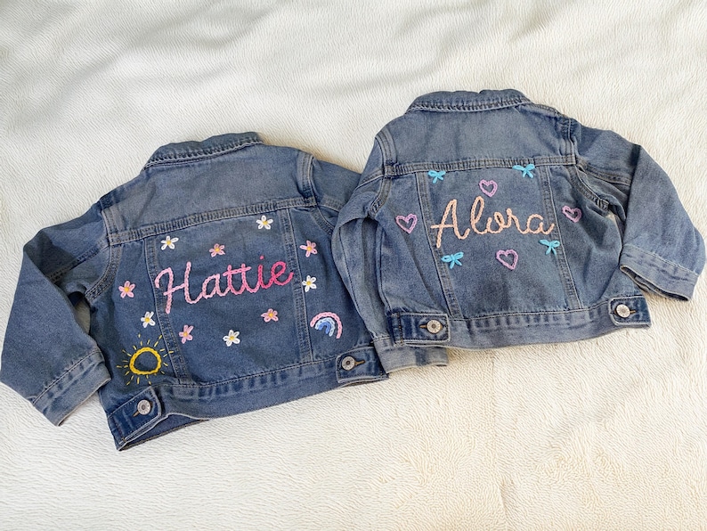 Hand Embroidered Denim Jacket for Toddlers - Custom Name Jean Jacket ...