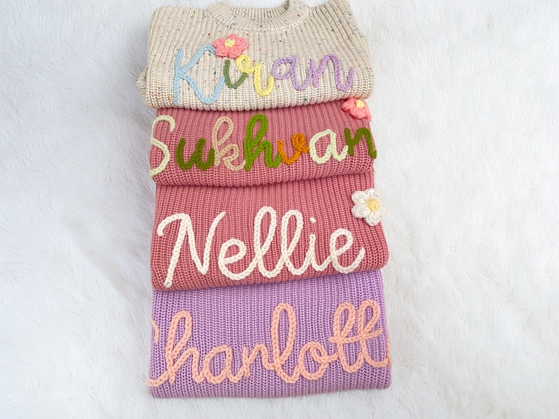 Custom Embroidered Baby Sweater With Name, Hand-embroidered Jumper ...