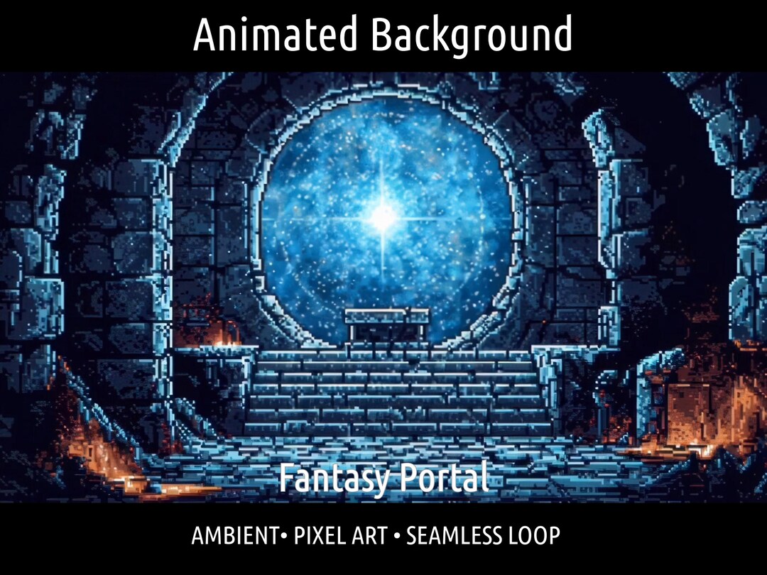 ANIMATED BACKGROUND | Retro Pixel Art Fantasy Castle Tower Portal | for ...