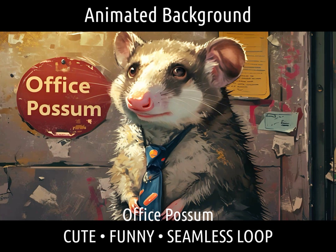 ANIMATED BACKGROUND | Funny Office Possum in Grunge Warehouse | for Vtuber Twitch OBS Zoom ...