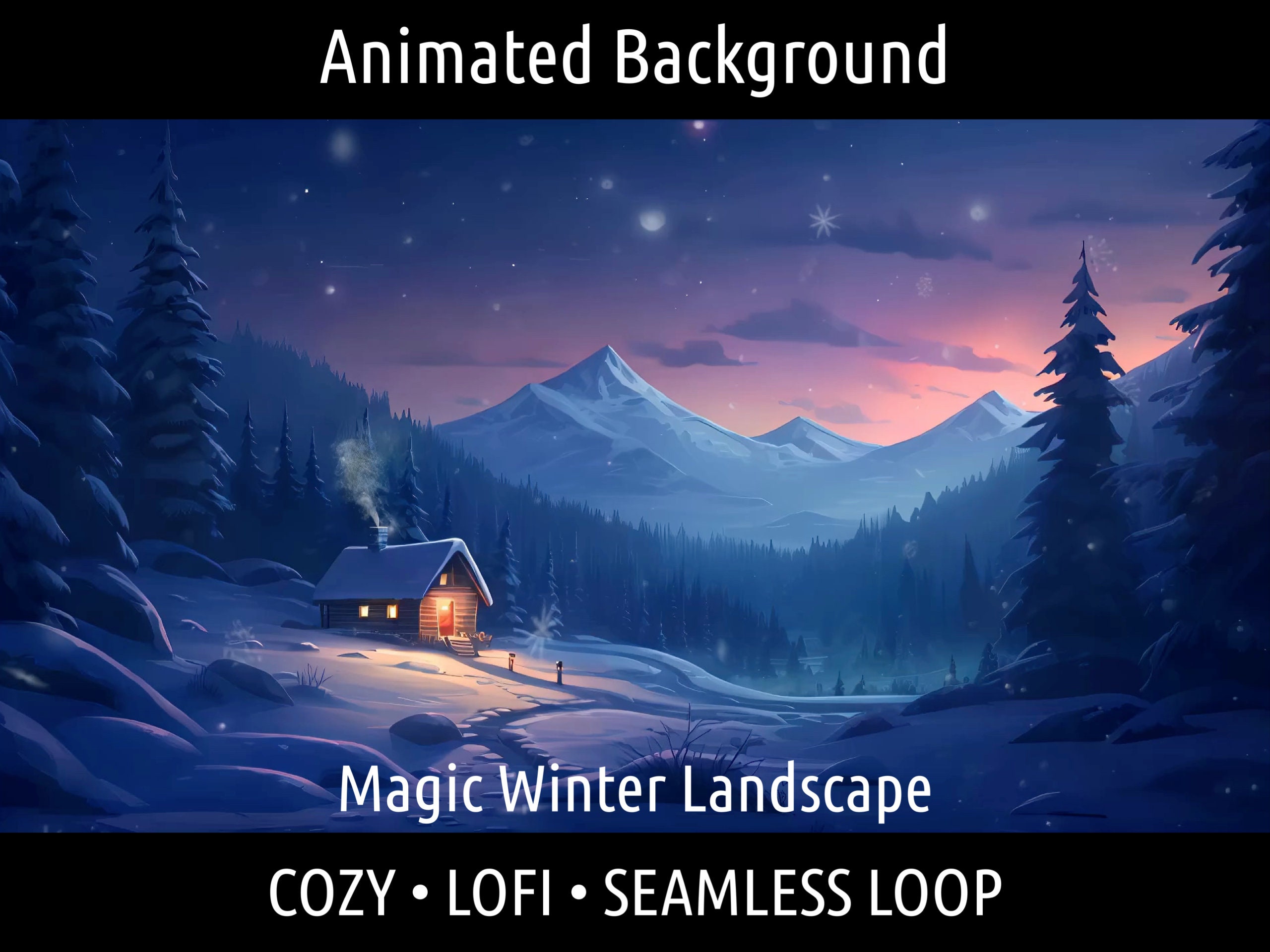 ANIMATED BACKGROUND | Christmas Cabin in the Snow Retro Cozy Lofi | for ...
