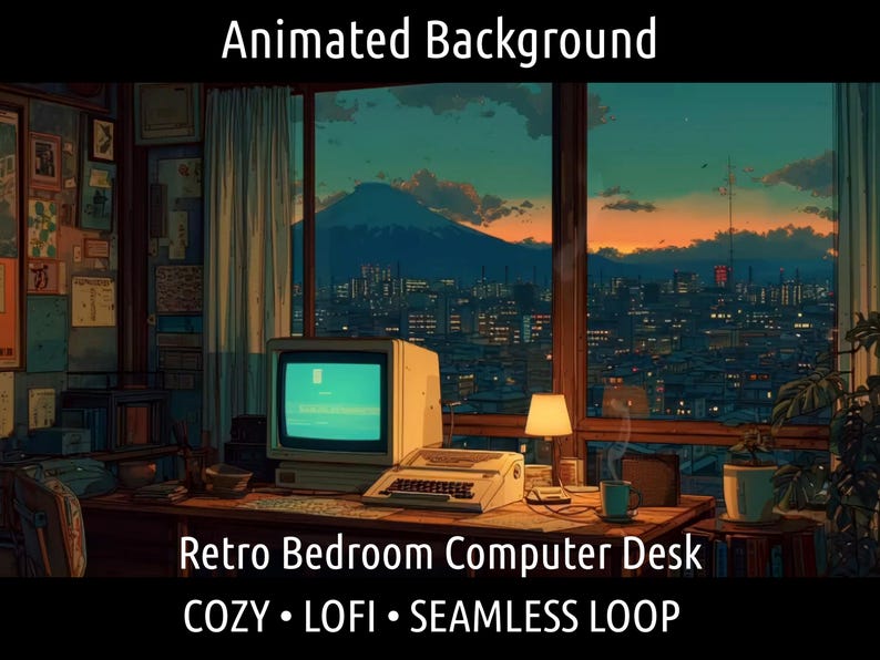 ANIMATED BACKGROUND | Retro Cozy Lofi Pixel Art Computer Desk | for ...