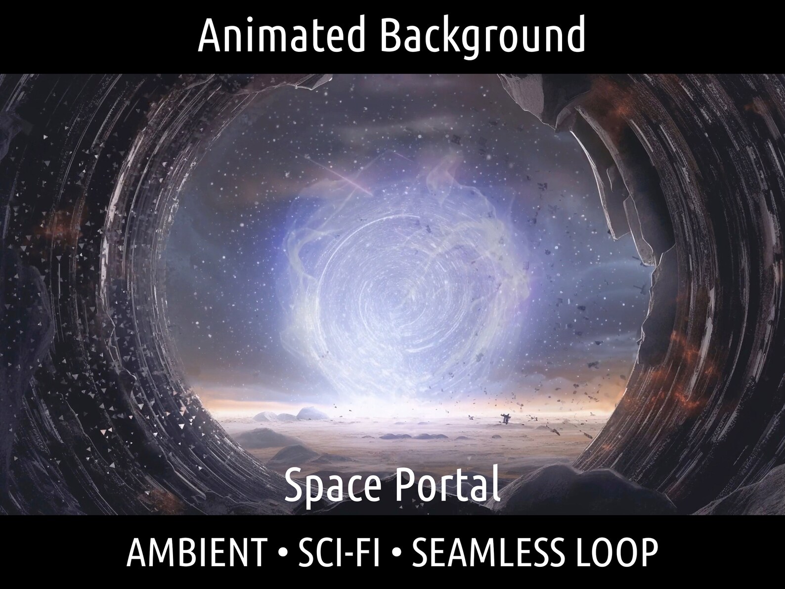 ANIMATED BACKGROUND Portal Star Gate Wormhole on Alien Planet for ...