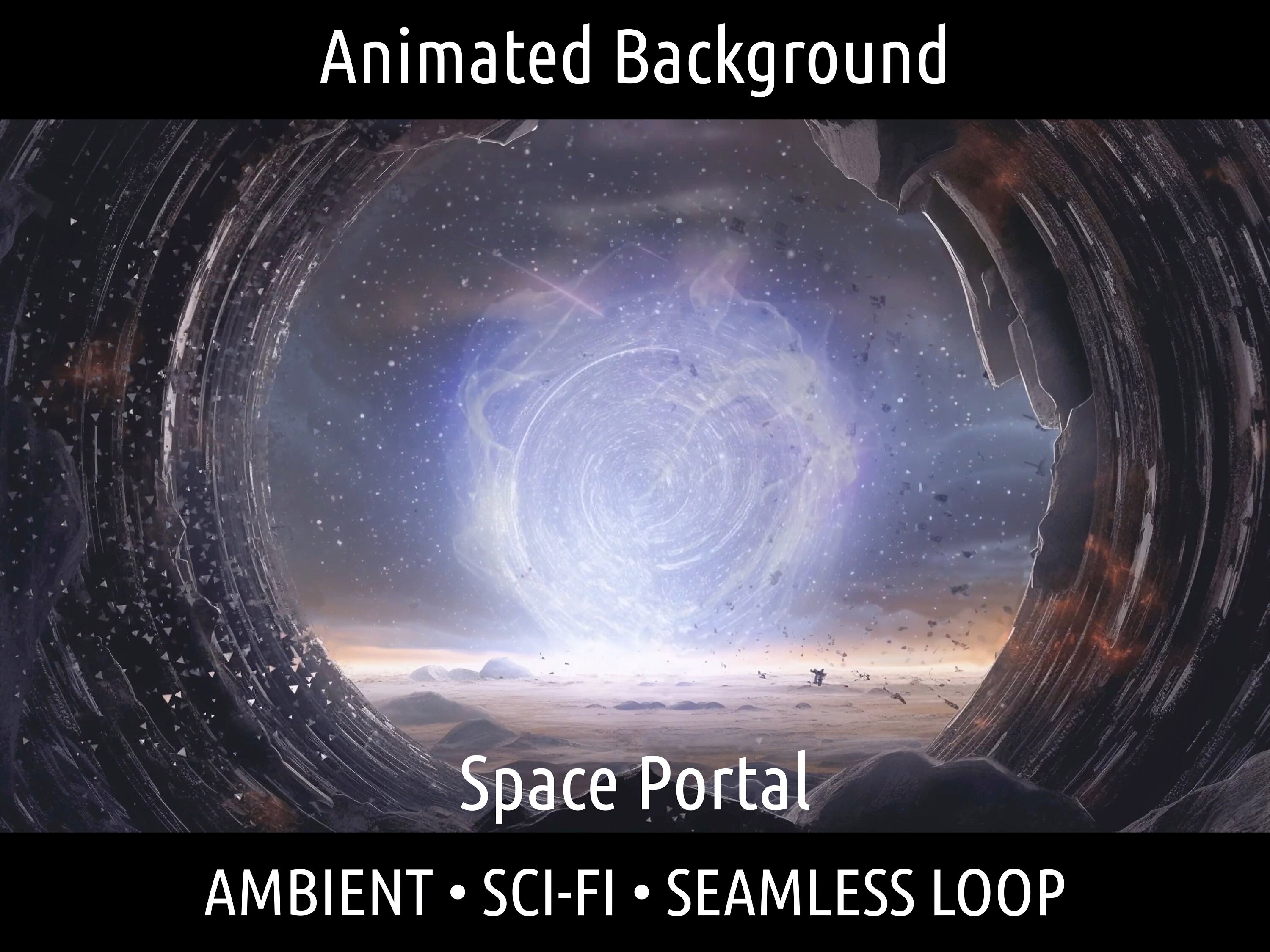ANIMATED BACKGROUND Portal Star Gate Wormhole on Alien Planet for ...