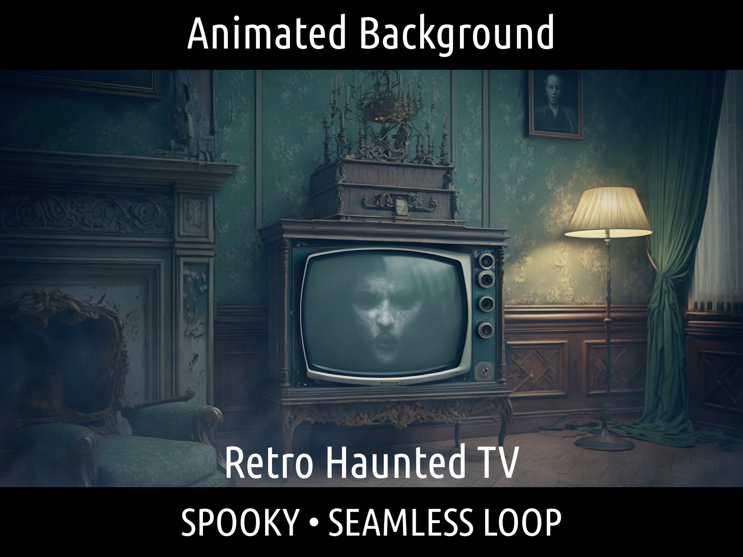 ANIMATED BACKGROUND | Retro Haunted Halloween TV Television | for ...