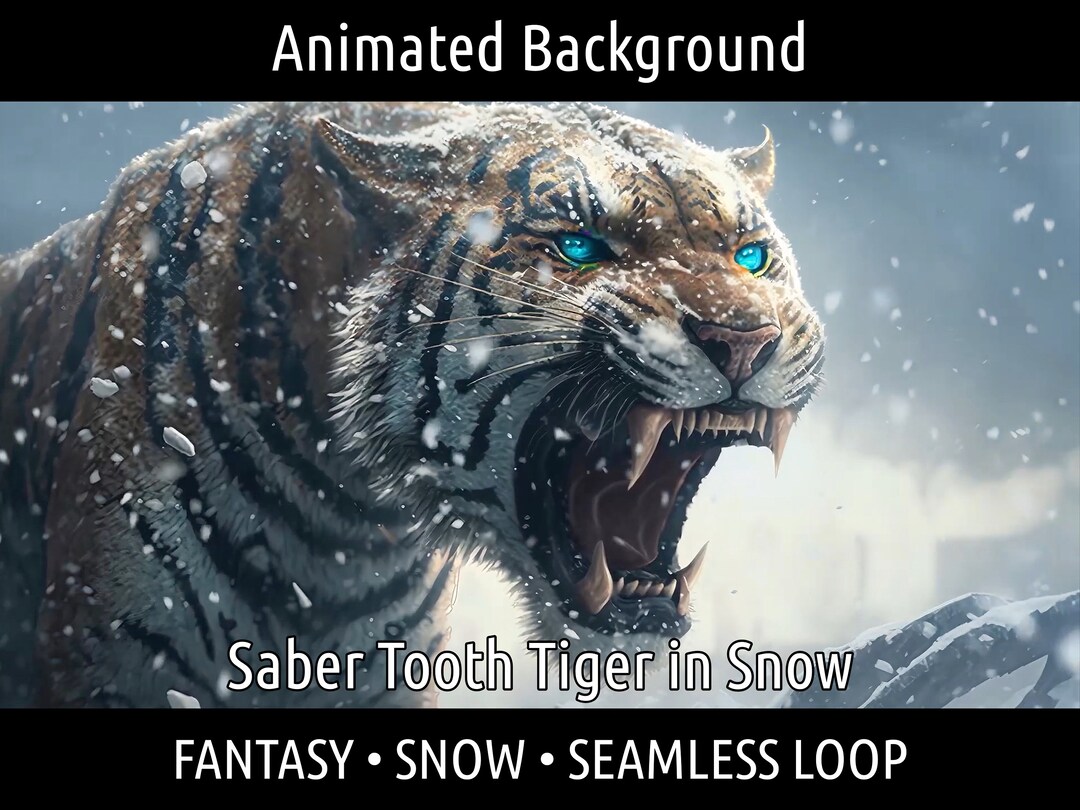ANIMATED BACKGROUND | Saber Tooth Tiger in Winter Snow | for Vtuber ...