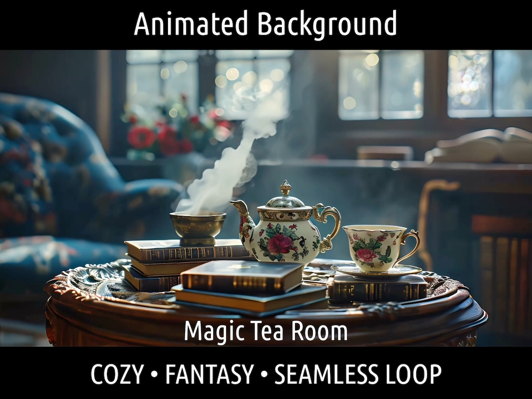 ANIMATED BACKGROUND | Retro Cozy Magic Tea Room With Teapot | for ...