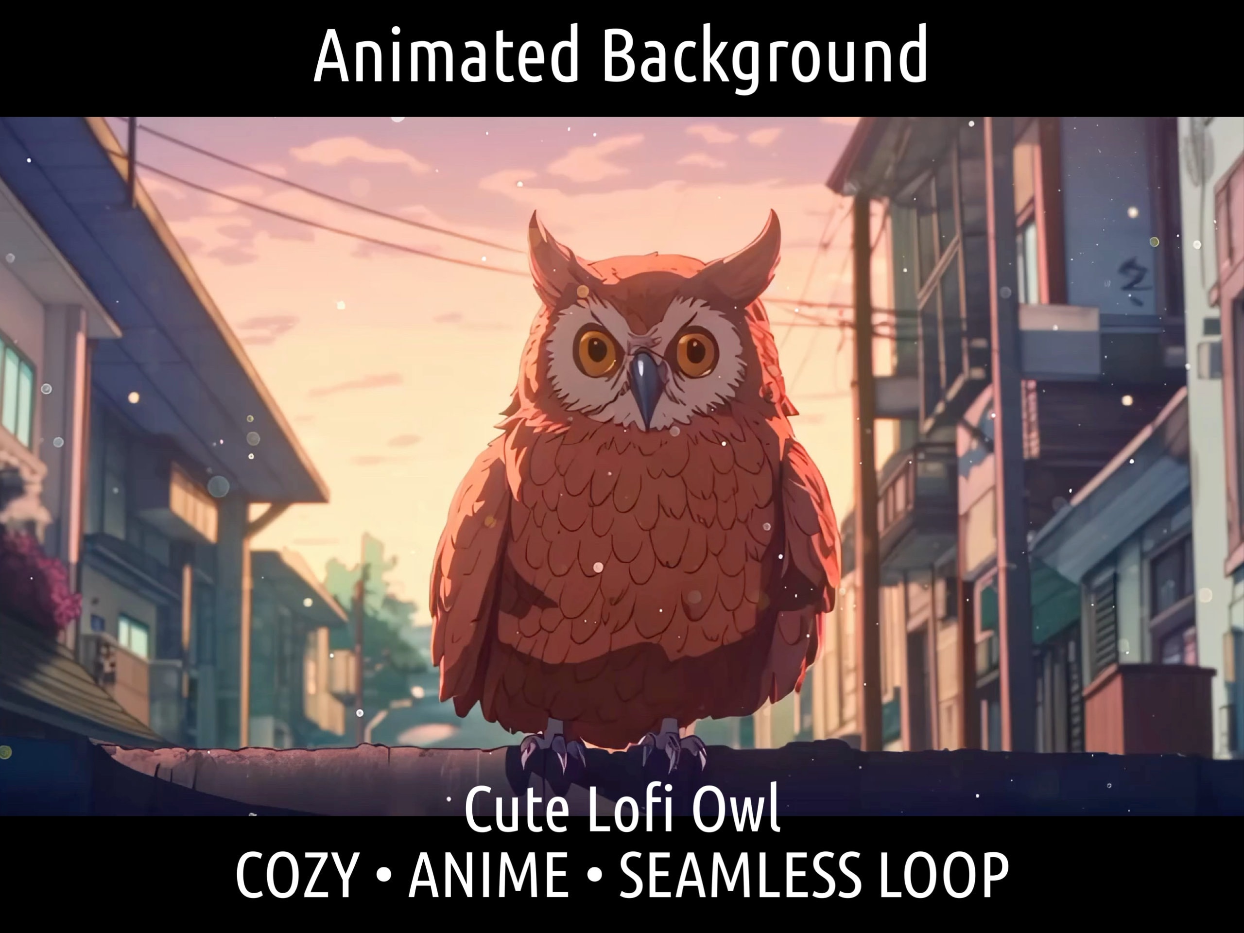 ANIMATED BACKGROUND | Anime Owl in a Village, Retro Cozy Lofi | for ...