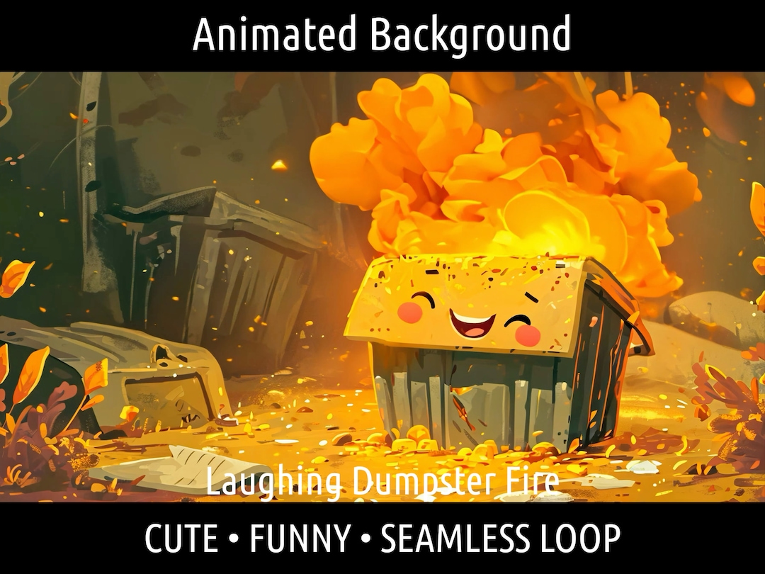Smiling Cartoon Dumpster Fire. Cute Garbage Bin. Looping. Animated ...