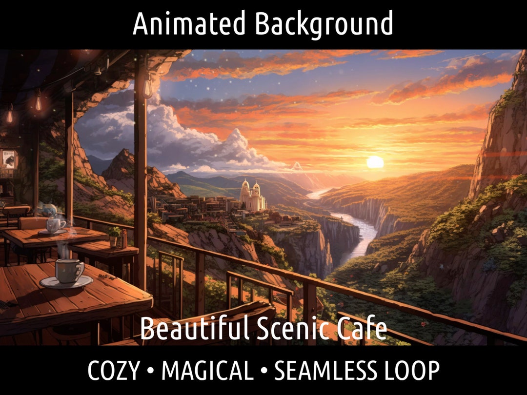 ANIMATED BACKGROUND | Retro Cozy Scenic Anime Cafe Coffeeshop| for ...