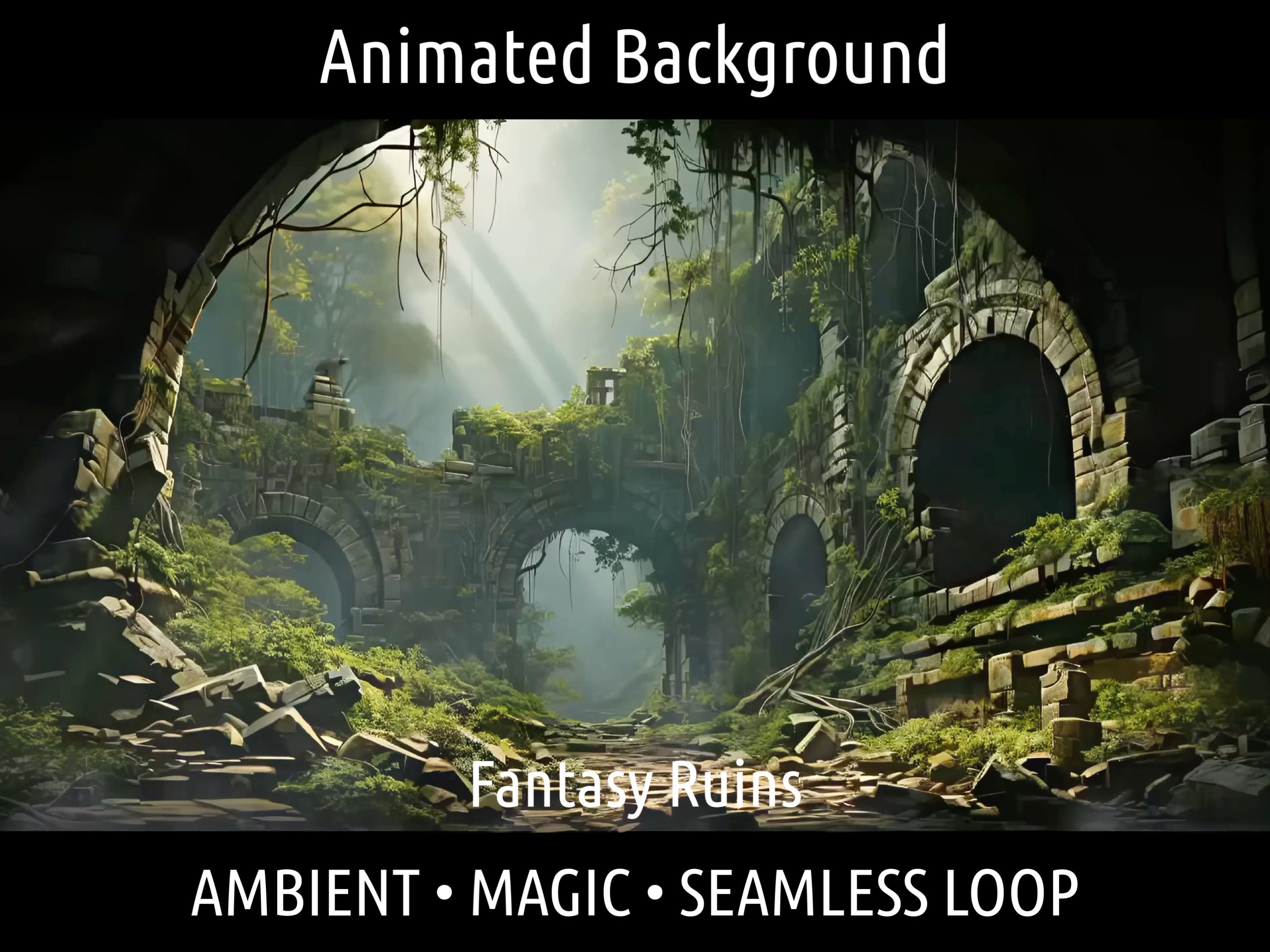 ANIMATED BACKGROUND | Retro Cozy Fantasy Forest Castle Ruins | for ...