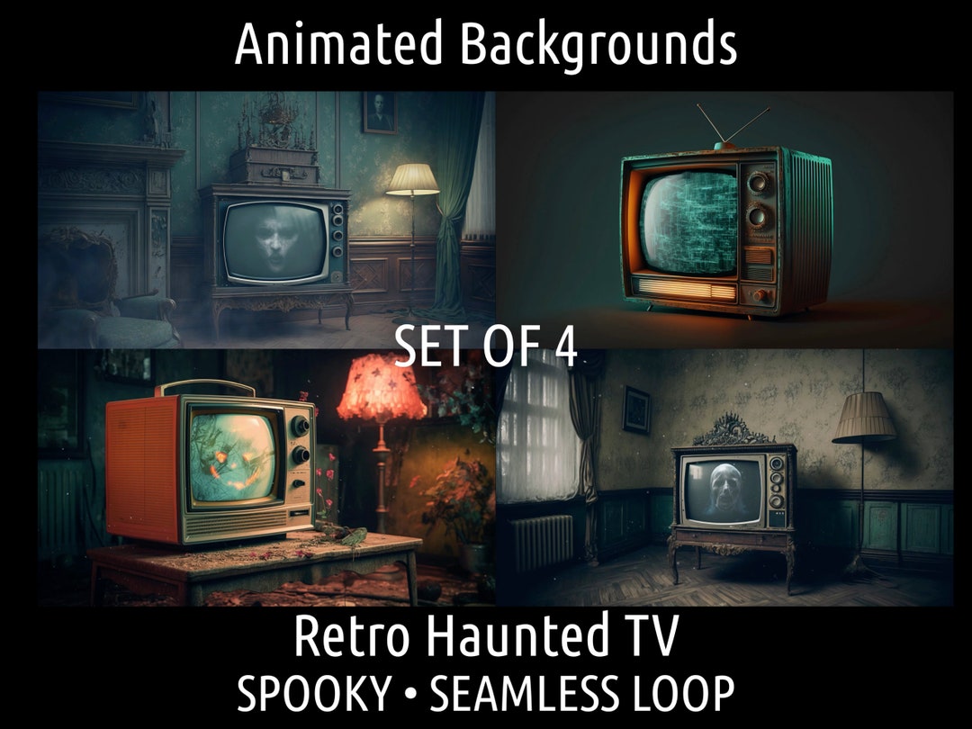 ANIMATED BACKGROUND Set | Retro Haunted Halloween TV Television | for ...