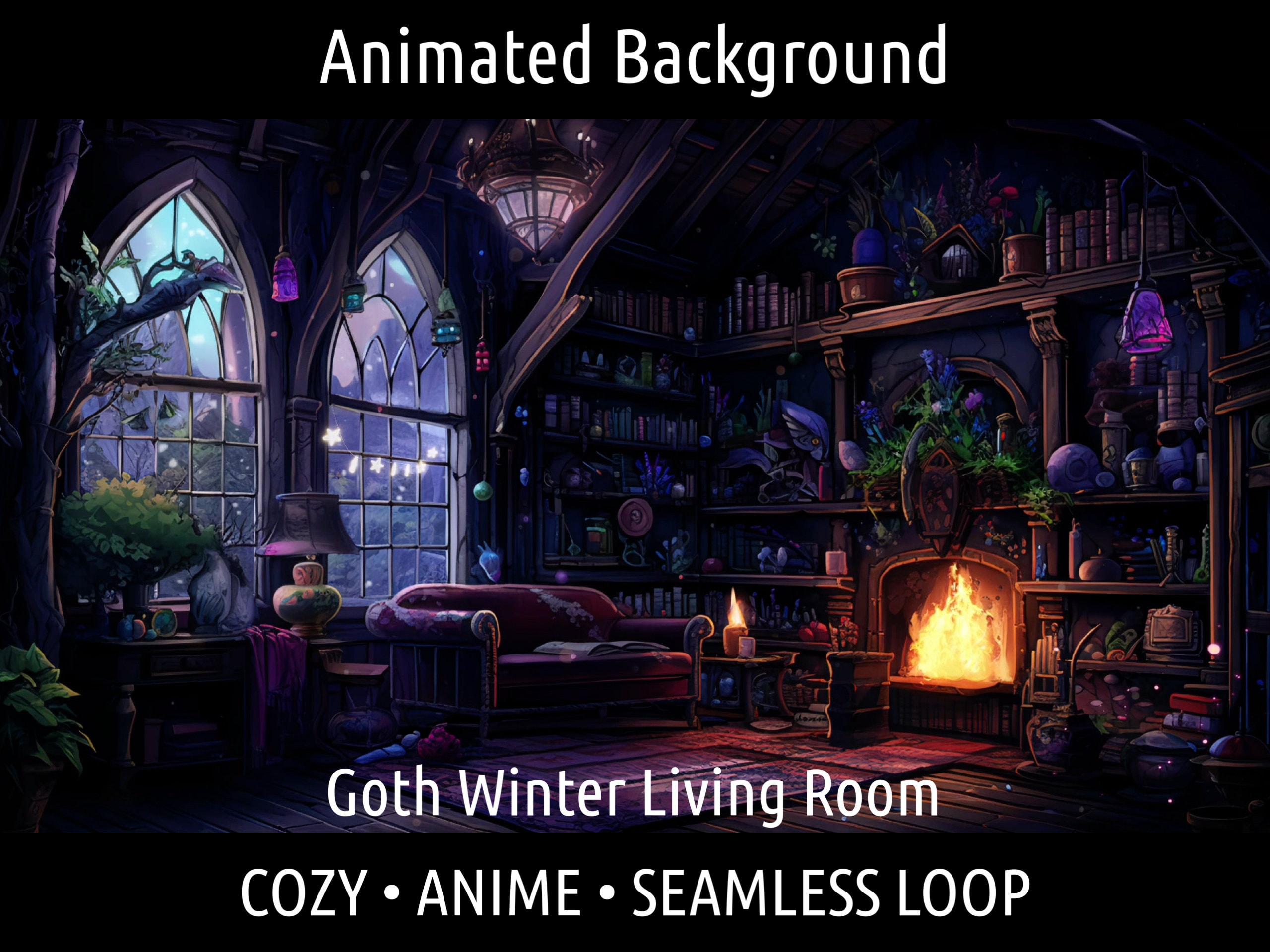 ANIMATED BACKGROUND | Cozy Lofi Goth Winter Christmas Vampire Room ...