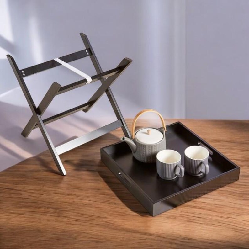 Foldable Butler Tray Table – Wooden Food & Drink Stand Black - Etsy UK