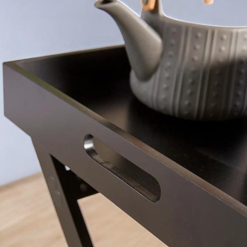 Foldable Butler Tray Table – Wooden Food & Drink Stand Black - Etsy UK