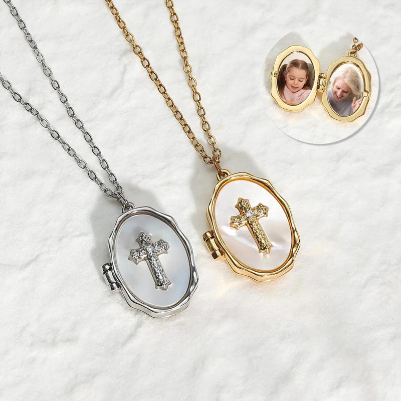 Oval Locket Cross Gold - Etsy