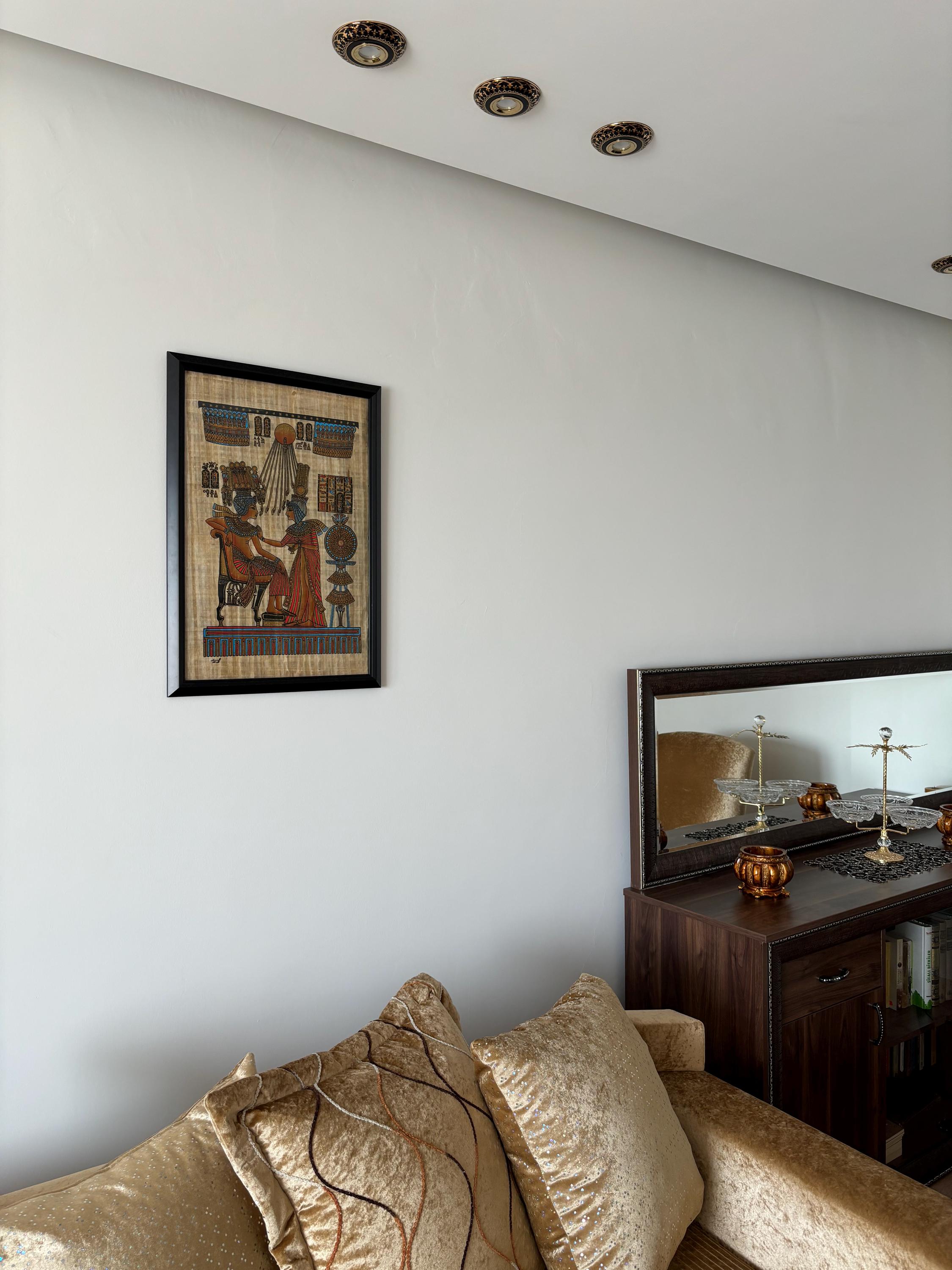 Hand-painted Ancient Egyptian Papyrus Art, Pharaoh & Queen Under the ...