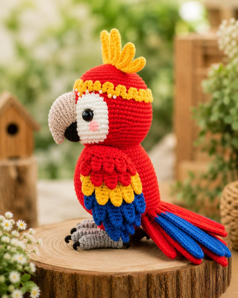 Crochet Parrot Amigurumi Pattern, Tropical Bird Tutorial (PDF Download ...