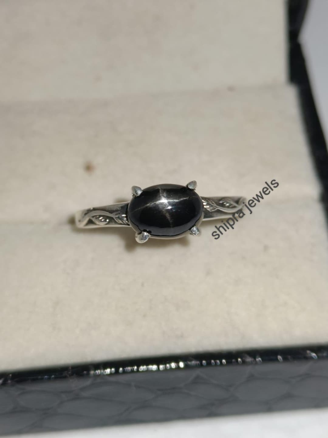 Natural Black Star Sapphire Diopside Ring, Black Star Ring, Black Star ...