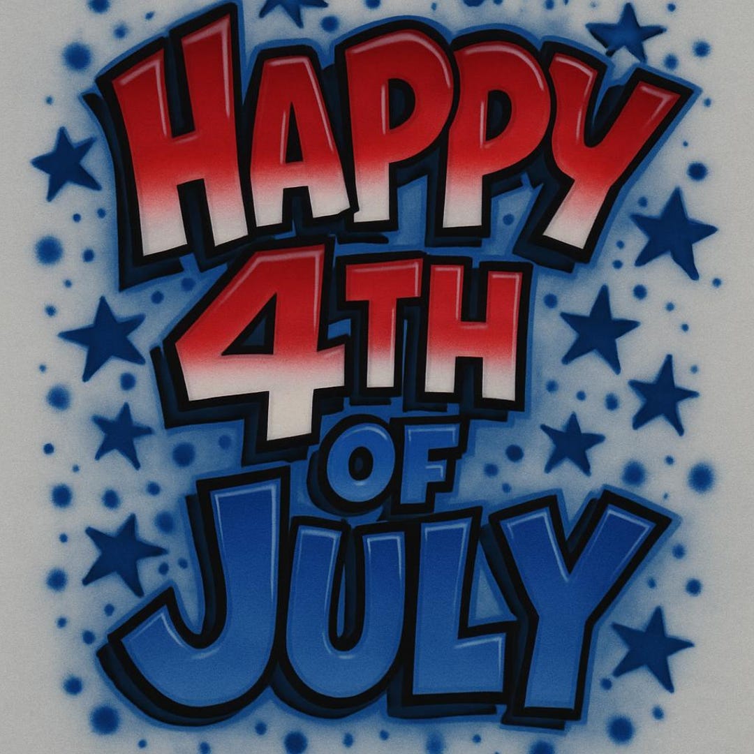 4th of July Graffiti Sticker, Patriotic Airbrush Art (digital Download ...