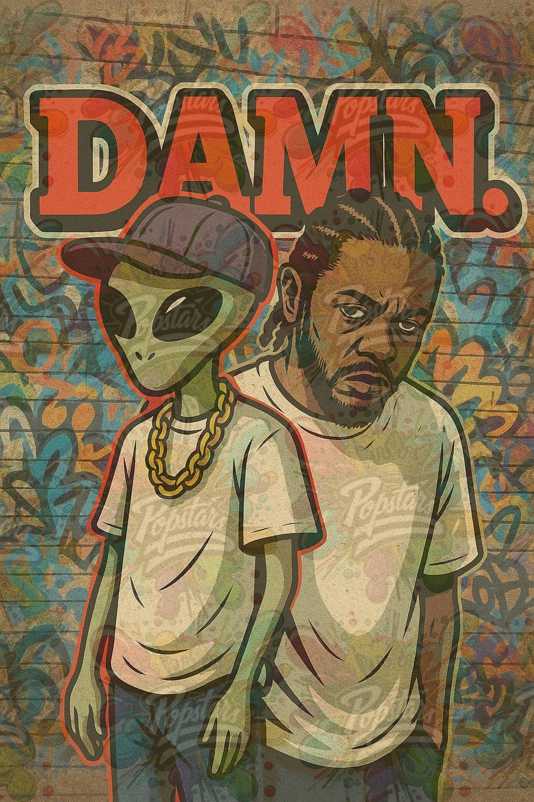Hip Hop Alien Graffiti Art Print – Urban Streetwear Poster (digital ...