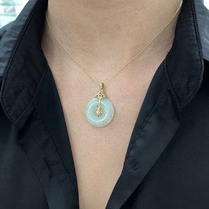 10K Jade Medallion Pendant, Light Green Jade Pendant, Natural Jade ...